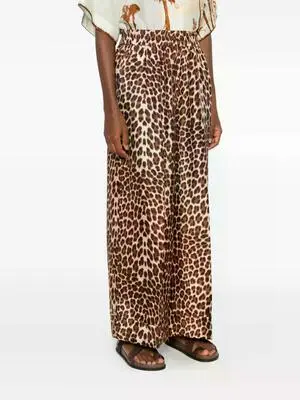 P.a.r.o.s.h Leopard-print Wide Leg Trousers