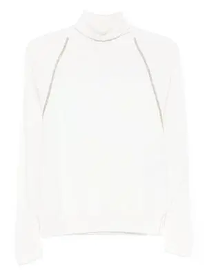 D.exterior Raglan-sleeve High-neck Sweater - White