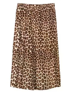 P.a.r.o.s.h Pleated Leopard-print Midi Skirt