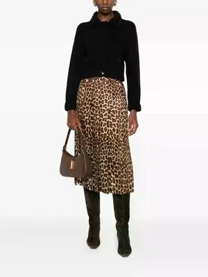 P.a.r.o.s.h Pleated Leopard-print Midi Skirt