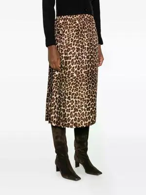 P.a.r.o.s.h Pleated Leopard-print Midi Skirt