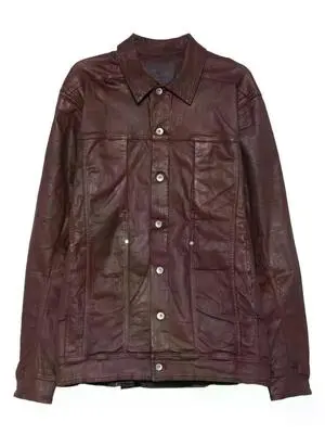 Rick Owens Waxed Effect Shirt Jacket - Red