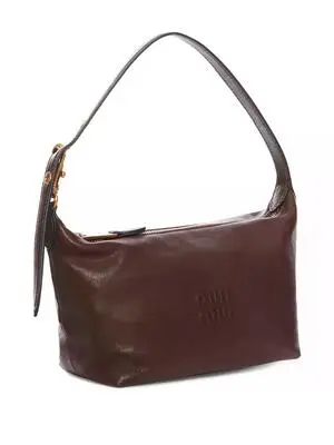 Miu Miu Logo-embossed Leather Shoulder Bag - Brown