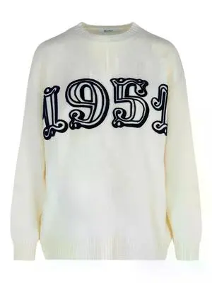 Max Mara Logo-embellished Crew-neck Sweater - White
