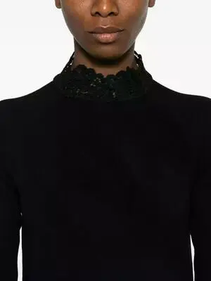 TWINSET Lace Insert High-neck Sweater