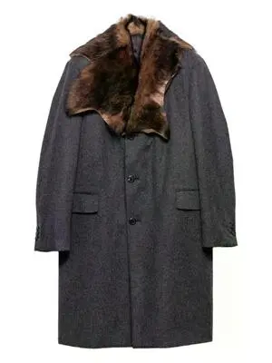 Prada Wool Coat With Sheepskin Collar