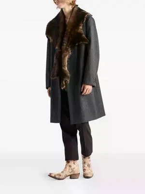 Prada Wool Coat With Sheepskin Collar