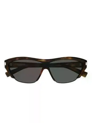 Saint Laurent Logo-print Sunglasses - Brown