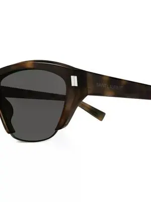 Saint Laurent Logo-print Sunglasses - Brown