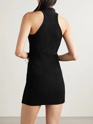 Cult Gaia Vivienne Cutout Ribbed Cotton Mini Dress - Black