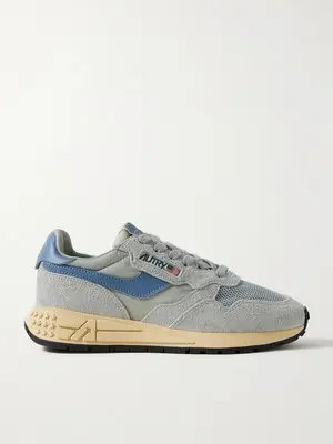 AUTRY Reelwind Low Textured Leather-trimmed Sneakers - Blue