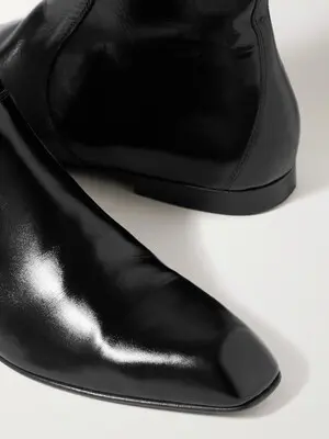 Khaite Colt Glossed-leather Ankle Boots - Black