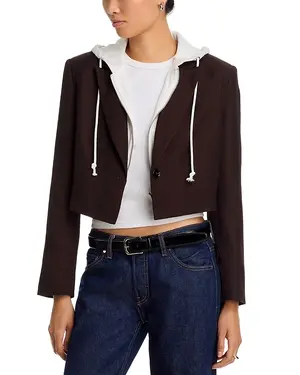 SIX FIFTY Drew Twofer Cropped Blazer - Chocolate