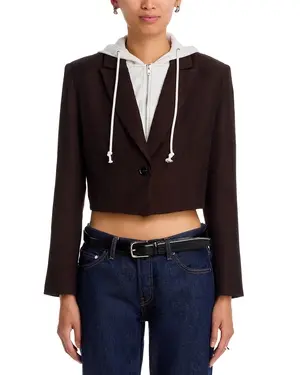 SIX FIFTY Drew Twofer Cropped Blazer - Chocolate
