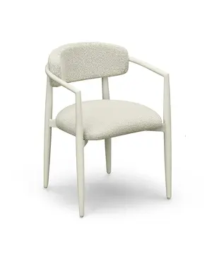 TOV FURNITURE Annika Textured Fabric Outdoor Dining Arm Chair - Cream