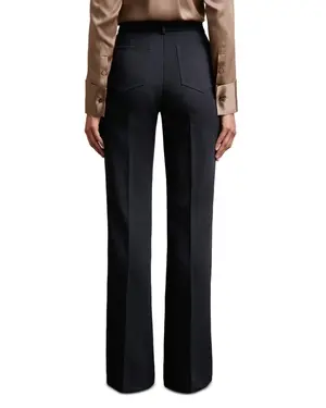 REISS Priya Petite Flare Leg Trousers - Navy