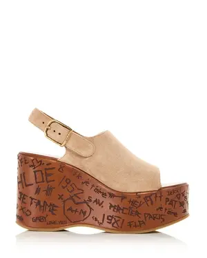 Chloé Maxime Platform Wedge Sandals - Sandy Brown