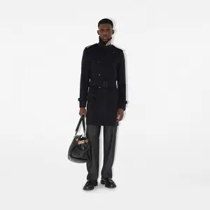Burberry Mid-length Cashmere Trench Coat - Navy