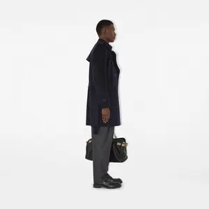 Burberry Mid-length Cashmere Trench Coat - Navy