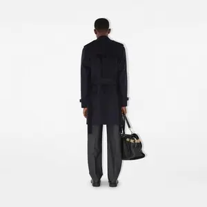 Burberry Mid-length Cashmere Trench Coat - Navy