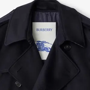Burberry Mid-length Cashmere Trench Coat - Navy