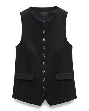 Rag & Bone Irina Ponte Plaid Long Vest - Black