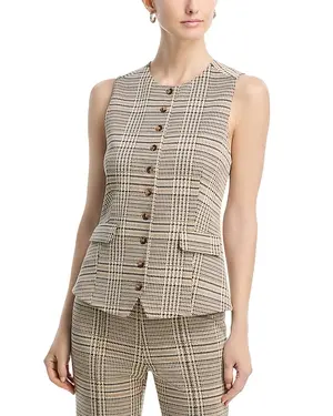 Rag & Bone Irina Ponte Plaid Long Vest