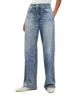 Rag & Bone Wide Leg Cotton Terry Jeans - Scarlet