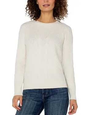 LIVERPOOL Cable Knit Sweater - Alabaster