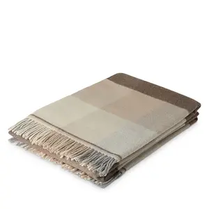 CECCHI E CECCHI Dalis Plaid Merino Wool & Cashmere Throw - White/beige/brown