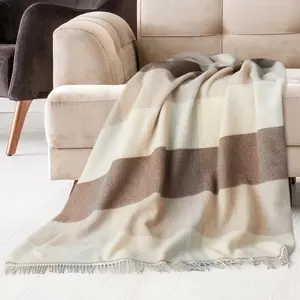 CECCHI E CECCHI Dalis Plaid Merino Wool & Cashmere Throw - White/beige/brown