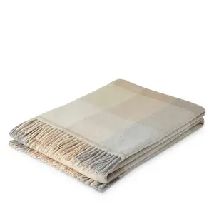 CECCHI E CECCHI Dalis Plaid Merino Wool & Cashmere Throw - White/beige/dove Grey