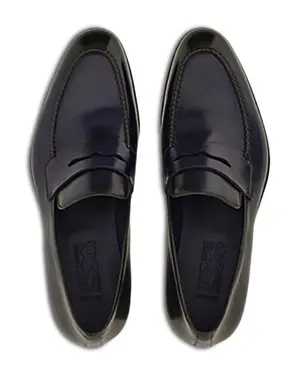 FERRAGAMO Tramezza Penny Loafers - Midnight