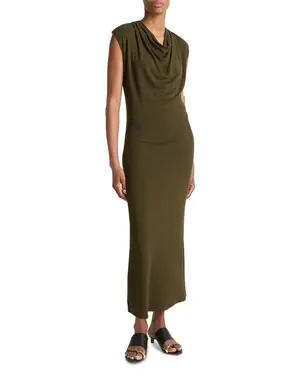 Vince Cowl Neck Dress - Verde