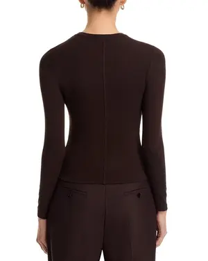 FRAME The Long Sleeve Rib Tee - Coffee