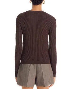 FRAME Fine Cable Knit Sweater - Coffee