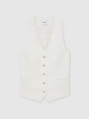 REISS Lily Single-breasted Twill Waistcoat