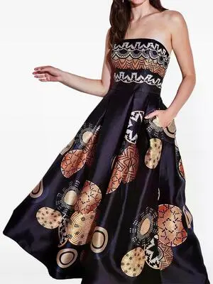 ALLURE Strapless Printed Midi Dress