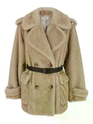 P.a.r.o.s.h Belted Double-breasted Eco Fur Jacket