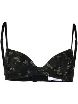 ERES Metallic-threading Embroidered Bra - Black