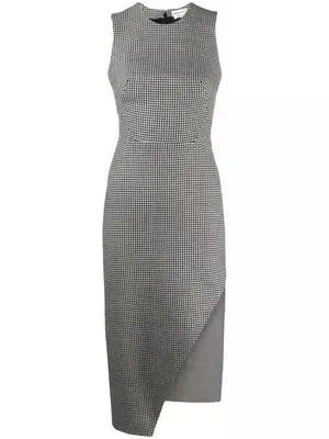 Alexander McQueen Houndstooth Asymmetric Midi Dress