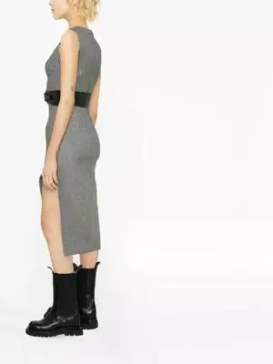 Alexander McQueen Houndstooth Asymmetric Midi Dress