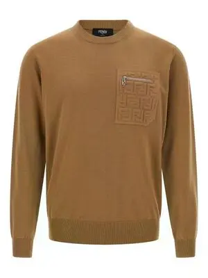 Fendi Embossed-pocket Wool Sweater