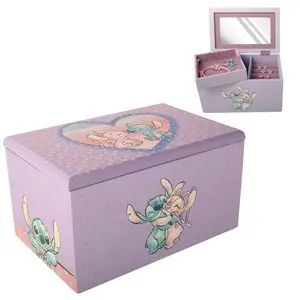 Disney Stitch & Angel Heart Jewelry Box With Removable Tray - Purple