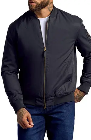 True Classic Water Resistant Cotton Blend Bomber Jacket - Black