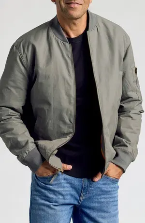 True Classic Water Resistant Cotton Blend Bomber Jacket - Carbon