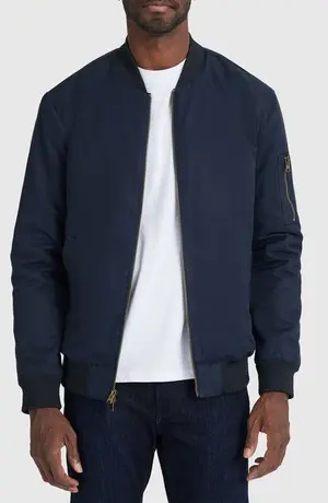 True Classic Water Resistant Cotton Blend Bomber Jacket - Navy