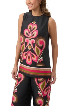 Trina Turk Malema Border Print Sleeveless Top
