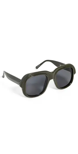Dries Van Noten Round Frame Sunglasses - Khaki/silver/green Grad