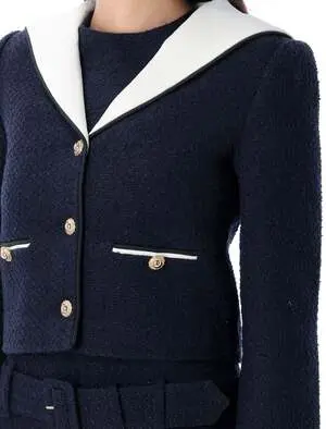 SELF-PORTRAIT Boucle Jacket With Contrast Collar